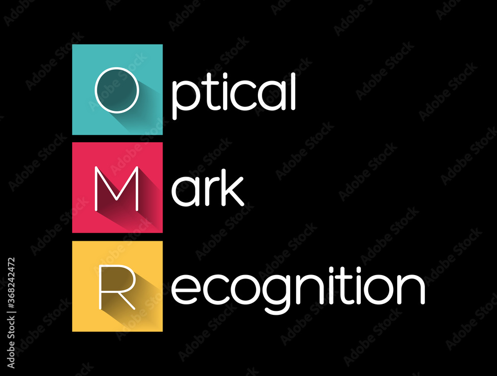 OMR - Optical Mark Recognition acronym, acronym background Stock Photo ...