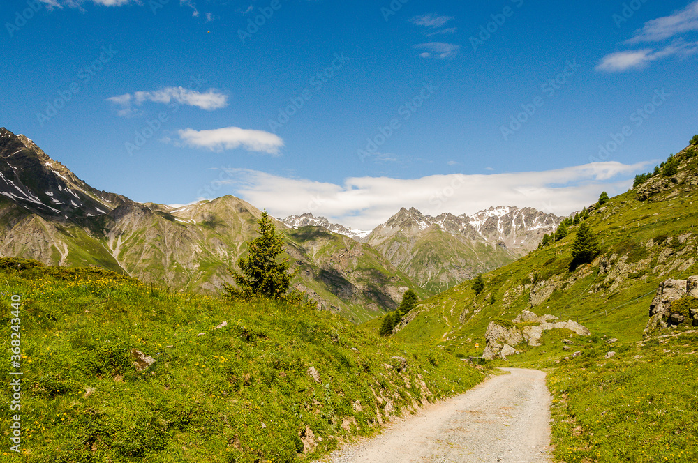 ภาพถ่าย Stock Ftan, Wanderweg, via Engiadina, Val Tasna, Alp Laret ...