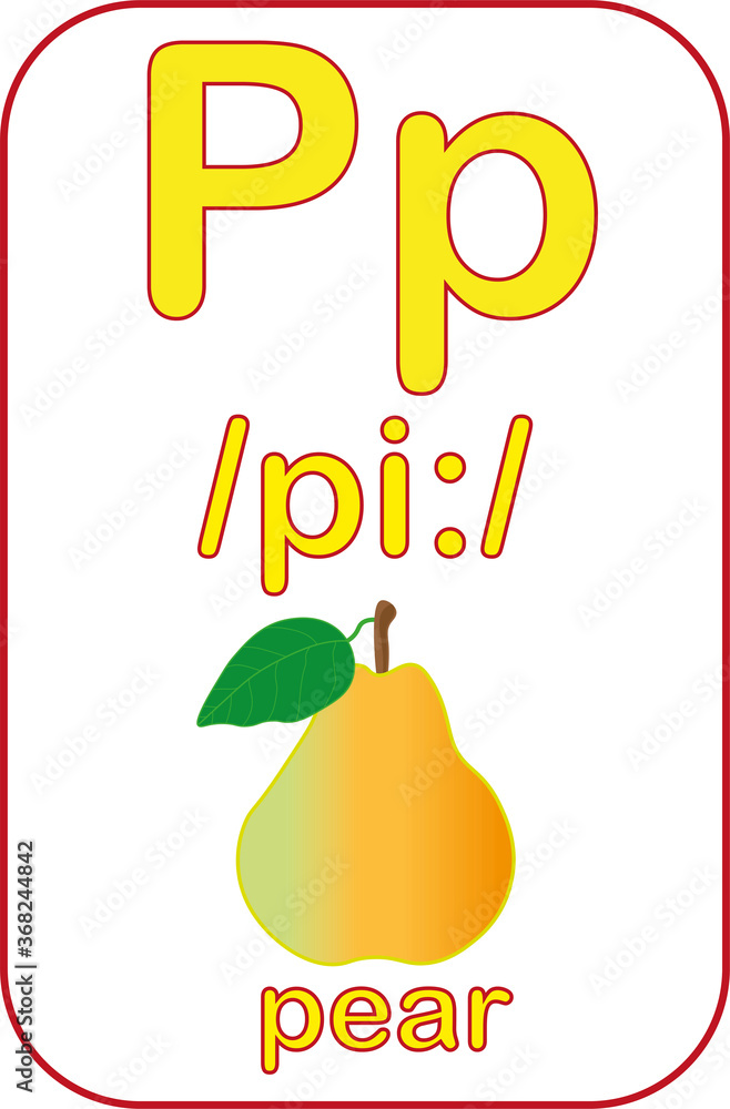 Letter P. Alphabet tutorial cards collection. Vector illustration ...