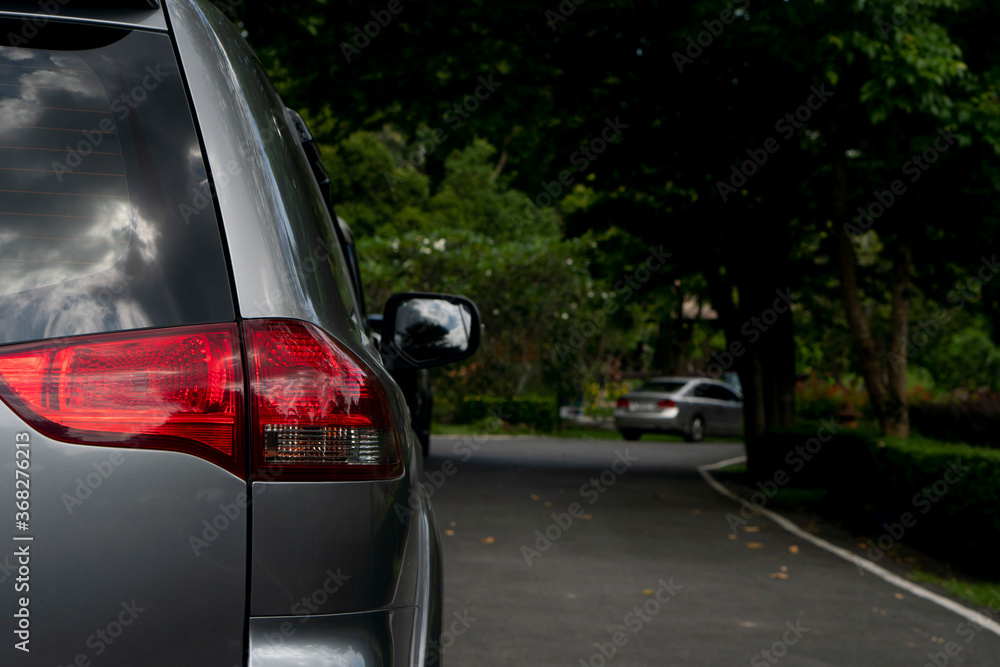 Car gray color on the road heading towards the goal of the trip ...