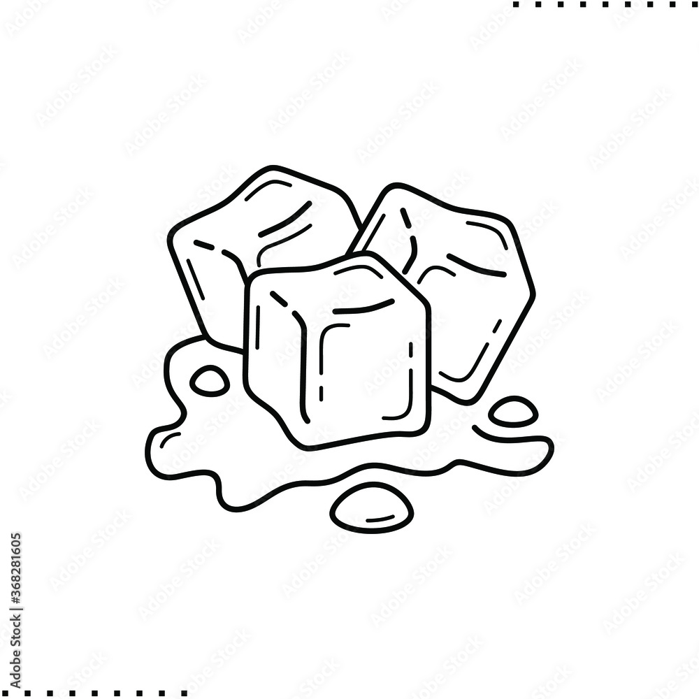 melting ice cubes vector icon in outlines Stock Vector | Adobe Stock