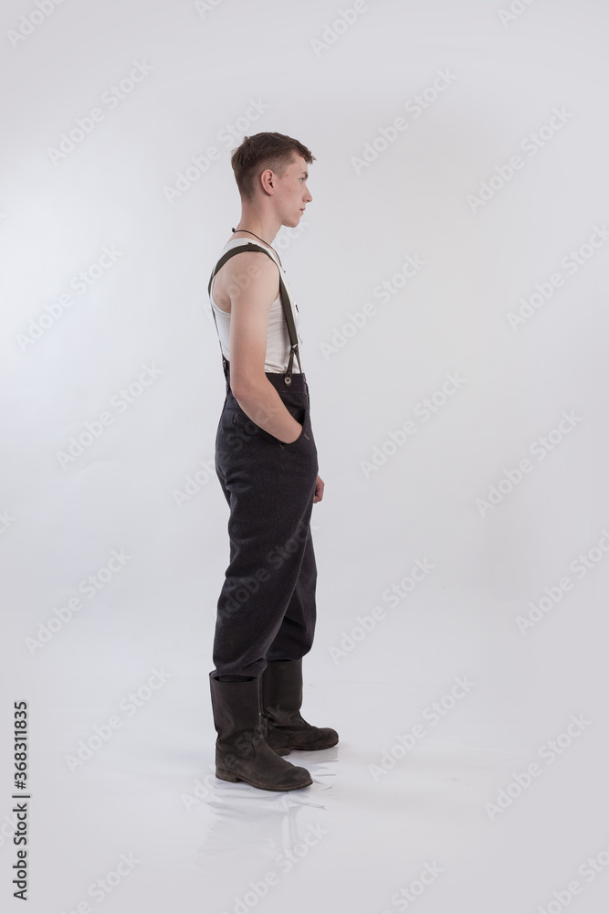 Male actor reenactor in historical military uniform as an officer of ...