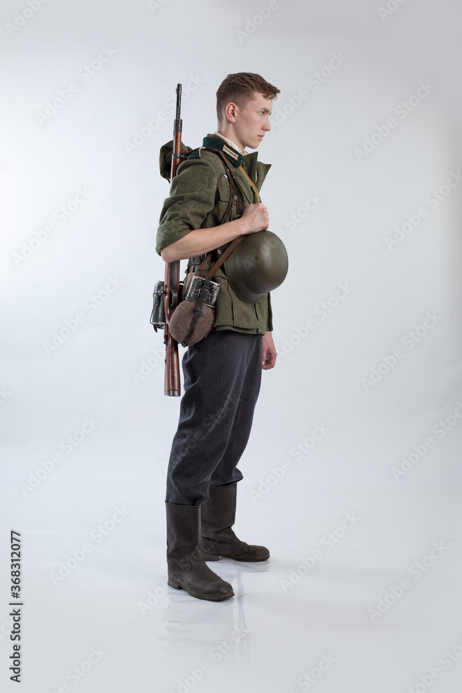 Male actor reenactor in historical uniform as an officer of the German ...