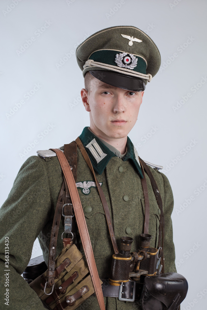 Male actor reenactor in historical uniform as an officer of the German ...