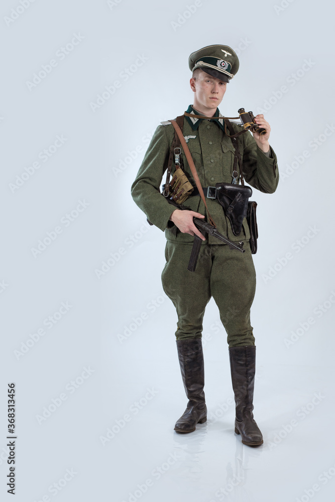 Male actor reenactor in historical uniform as an officer of the German ...