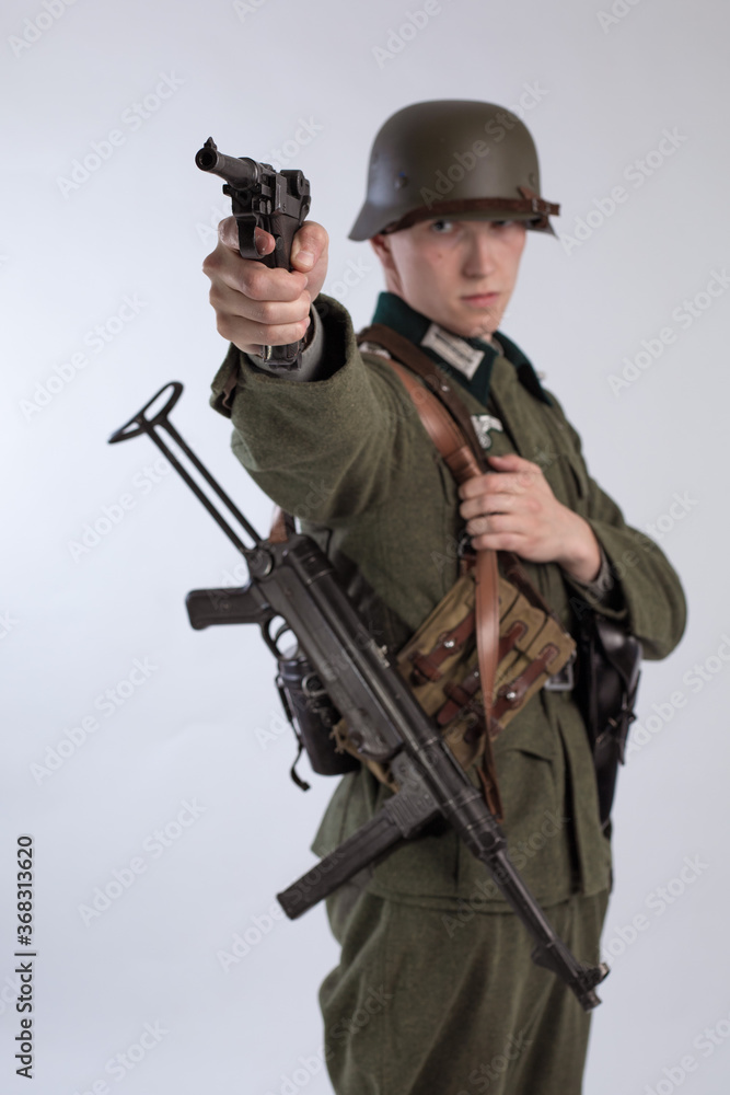 Male actor reenactor in historical uniform as an officer of the German ...