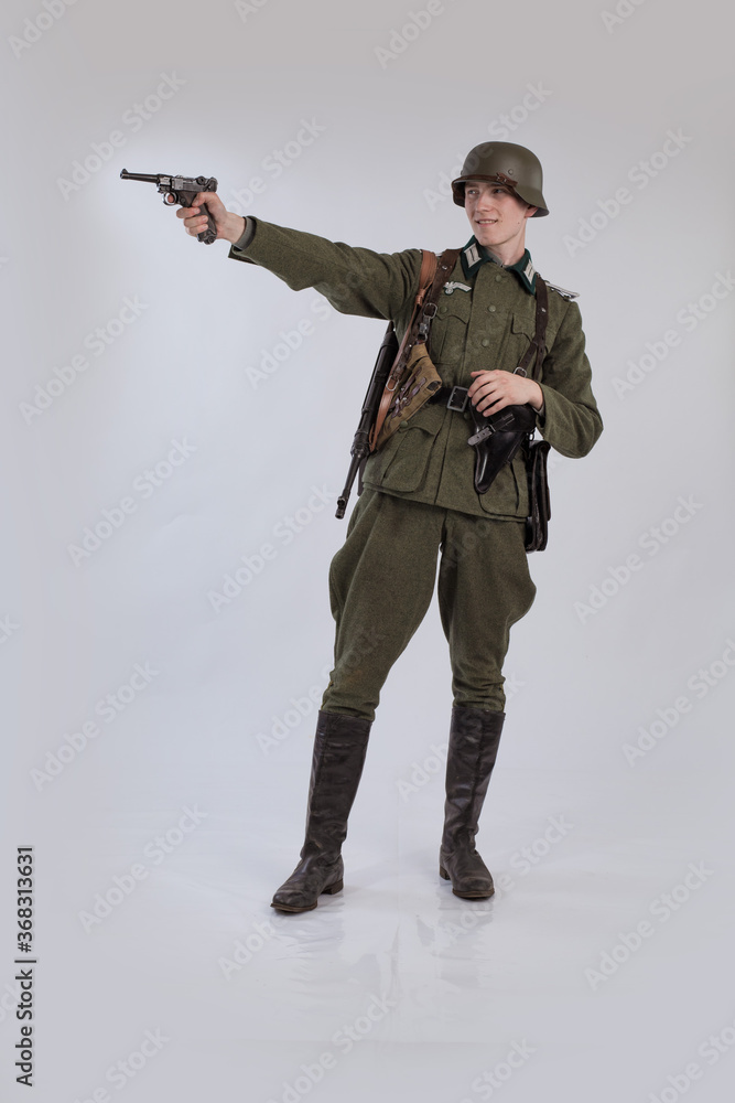 Male actor reenactor in historical uniform as an officer of the German ...