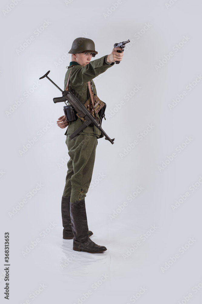 Male actor reenactor in historical uniform as an officer of the German ...