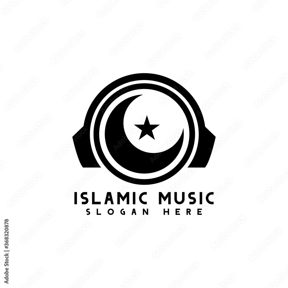 Islamic music logo design template vector isolated on white background ...