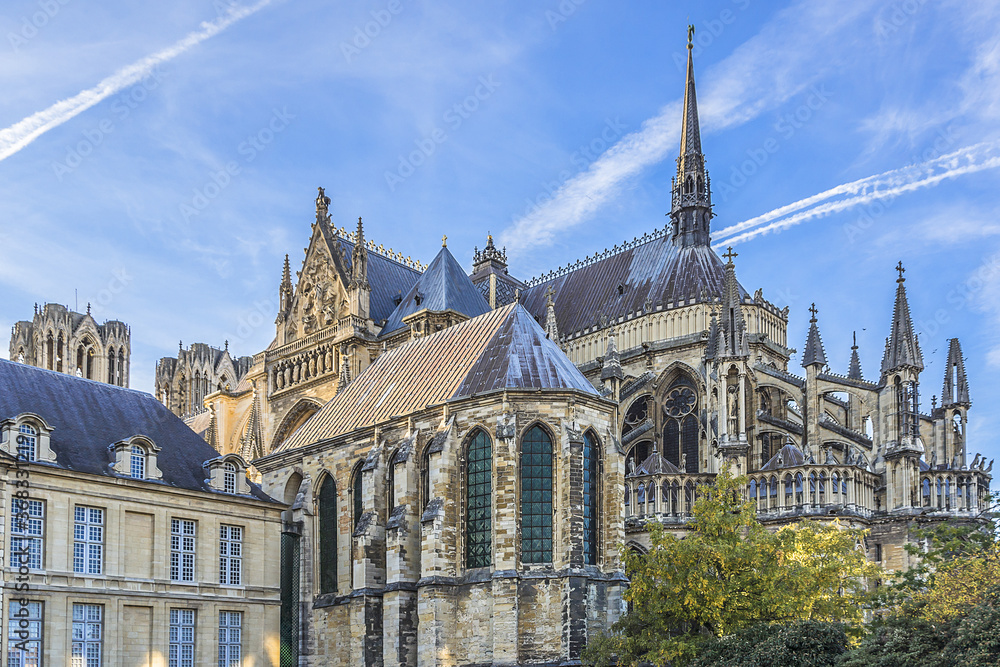 Apse (Abside) of Notre-Dame de Reims cathedral (Our Lady of Reims, 1275 ...