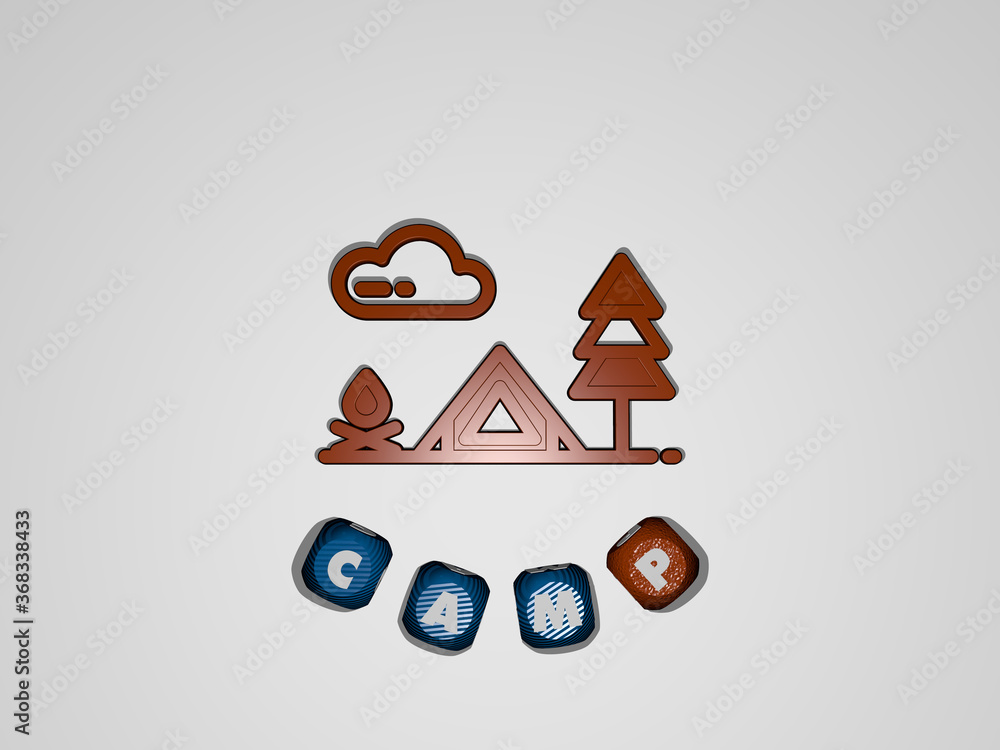 3D representation of CAMP with icon on the wall and text arranged by ...