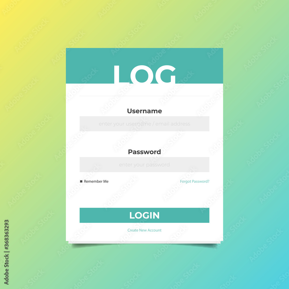 Green and white login form Stock Vector | Adobe Stock