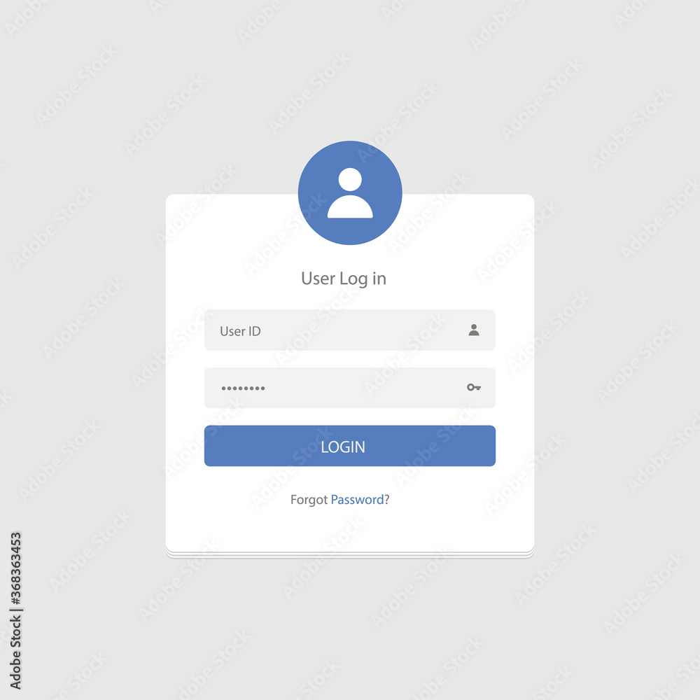 White and blue login form Stock Vector | Adobe Stock