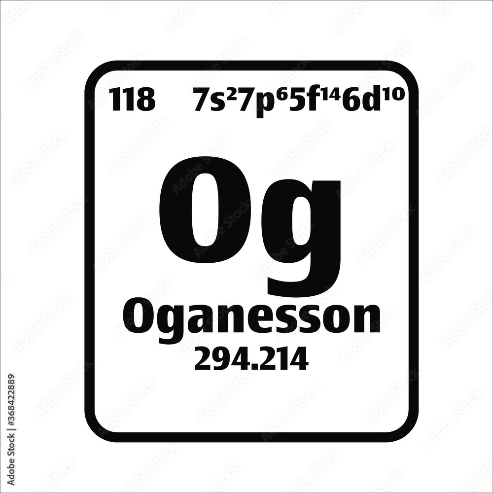 oganesson (Og) button on black and white background on the periodic ...