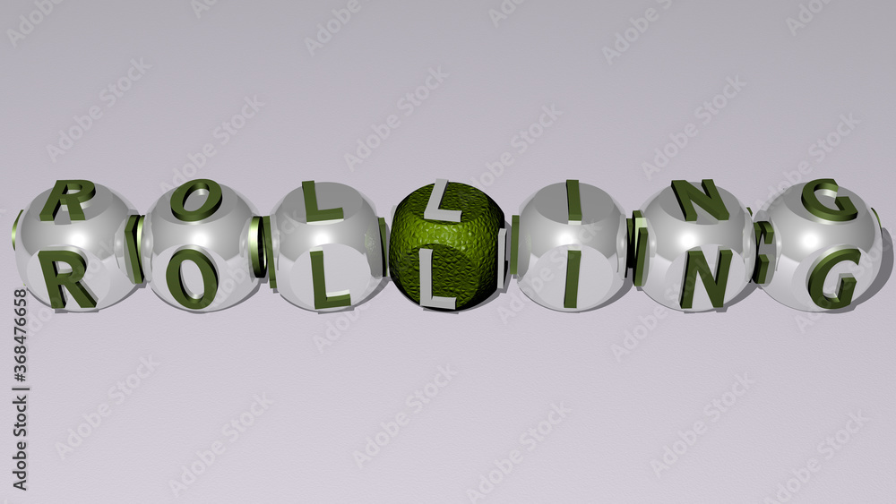 combination of ROLLING built by cubic letters from the top perspective ...