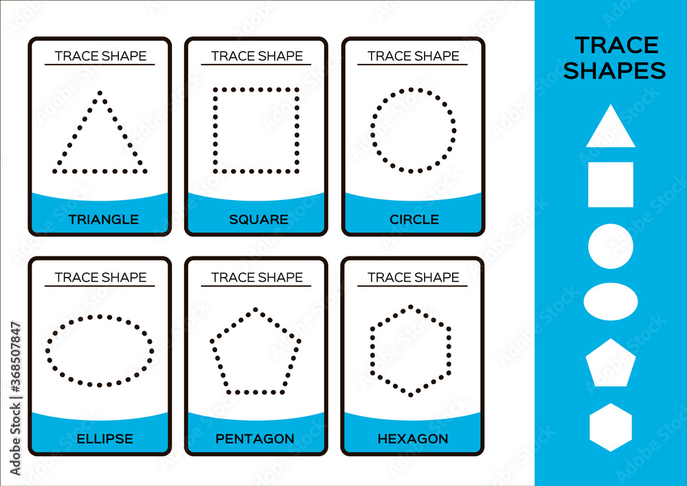 Trace Shapes. 2D Baisc Geometrical Shapes For Children. 6 Flashcards ...