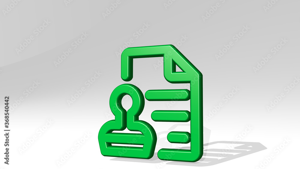 office stamp document made by 3D illustration of a shiny metallic ...