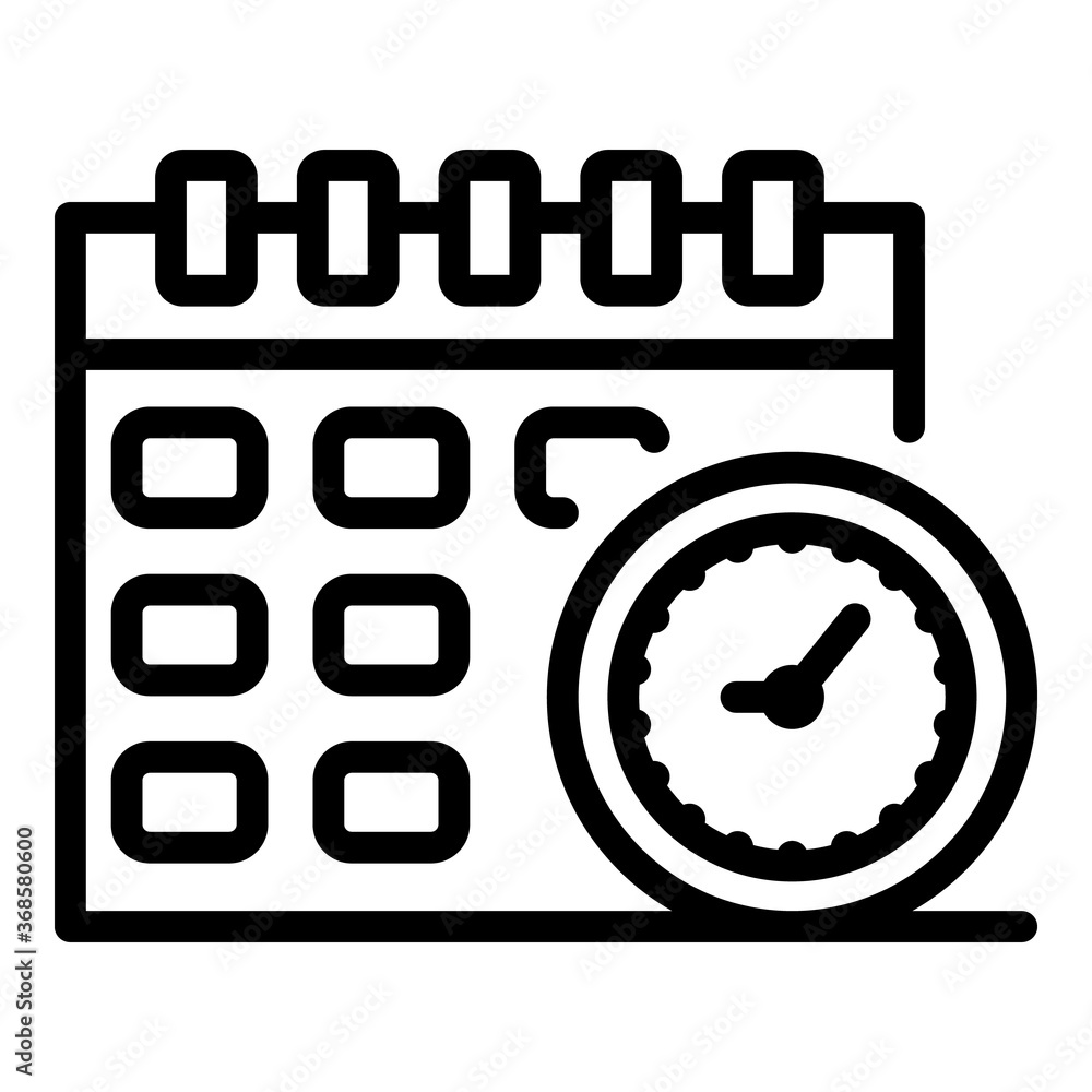 Operating system update calendar icon. Outline operating system update calendar vector icon for ...