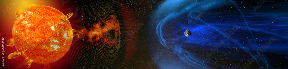 Magnetic lines of force surrounding Earth known as the magnetosphere ...