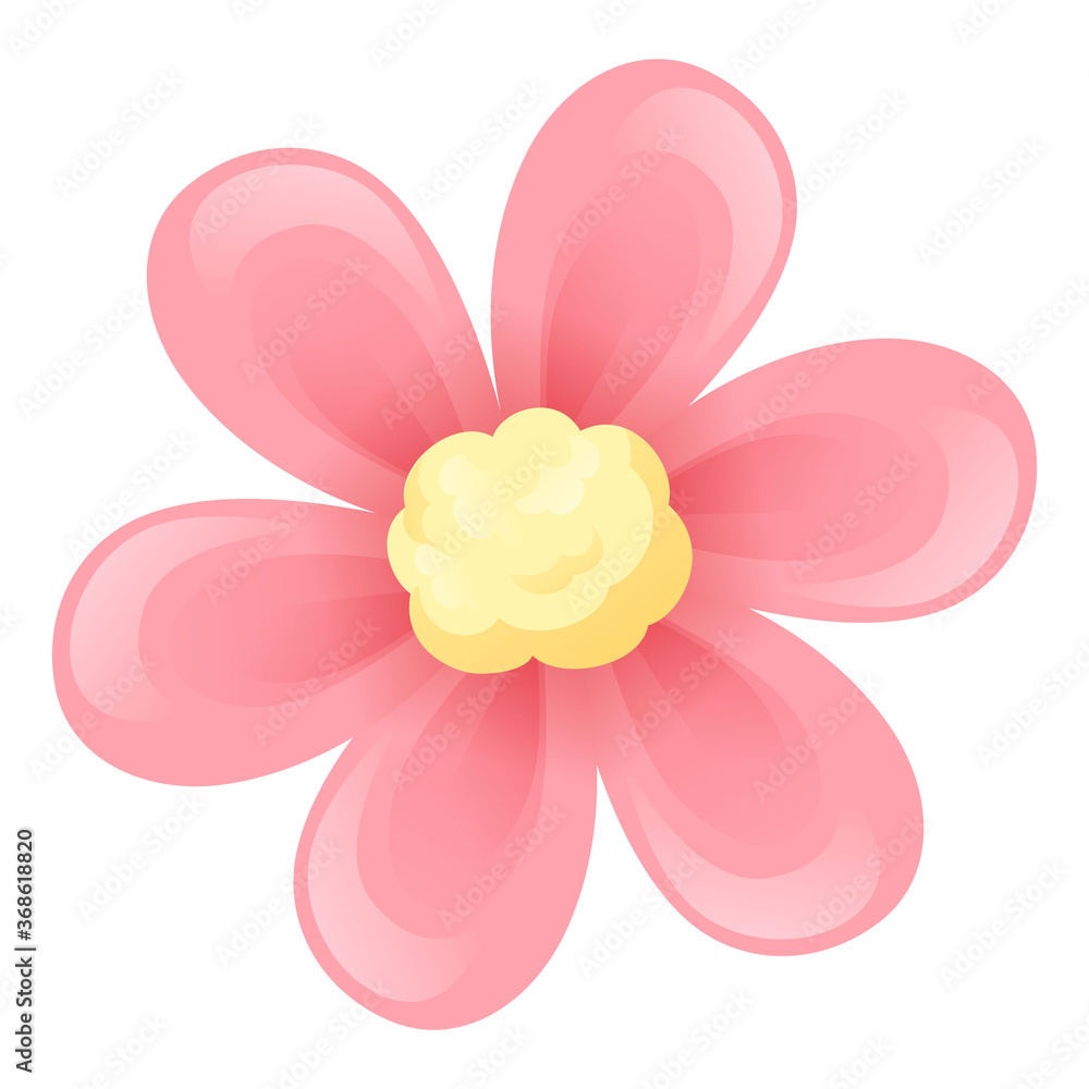 Cute pink flower decoration illustration. Clip art. Isolated on white ...