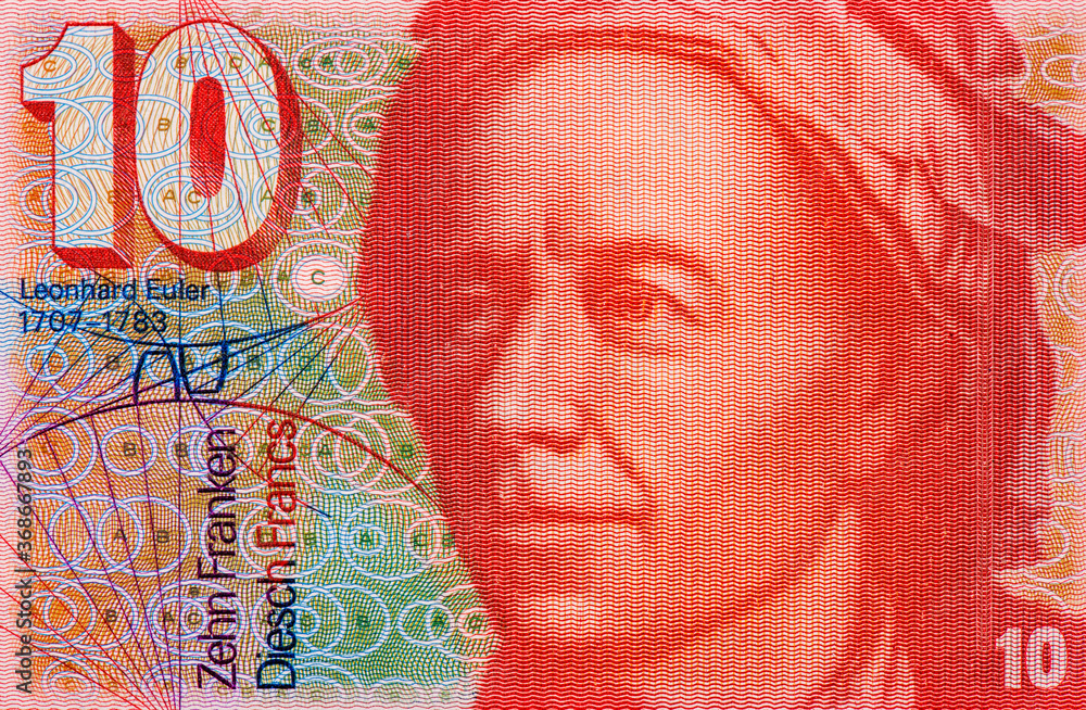 Leonard Euler Portrait from Switzerland 10 Franken (Francs) 1980 ...