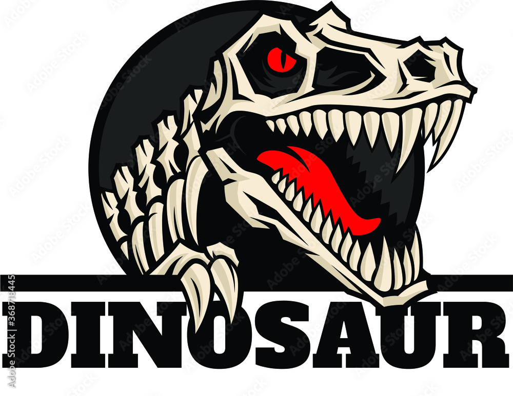 Tyrannosaurus T Rex Skeleton Logo Design Stock Vector | Adobe Stock