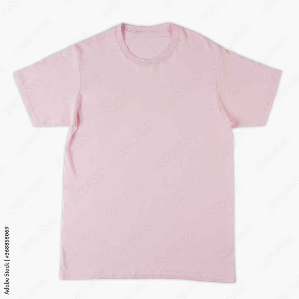 Blank pink shirt mock up template, front view, isolated on white ...