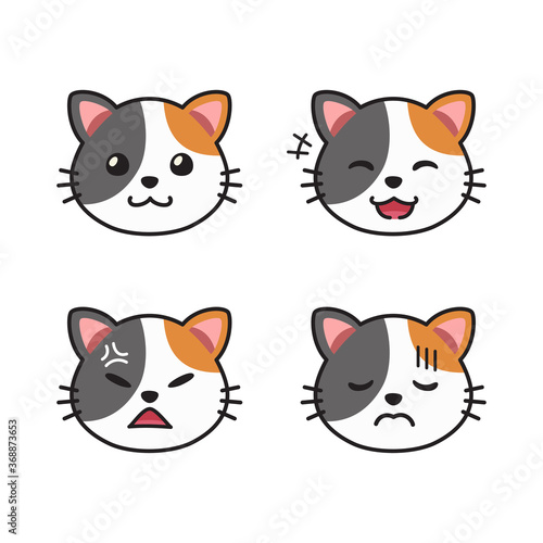 Vector cartoon set of cute cat faces showing different emotions for ...