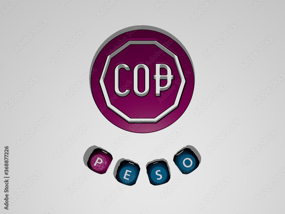 3D illustration of peso graphics and text around the icon made by ...