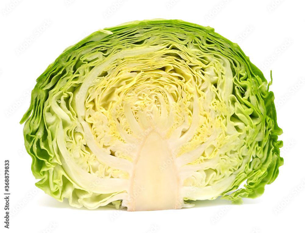 Green cabbage half isolated on white background Stock Photo | Adobe Stock