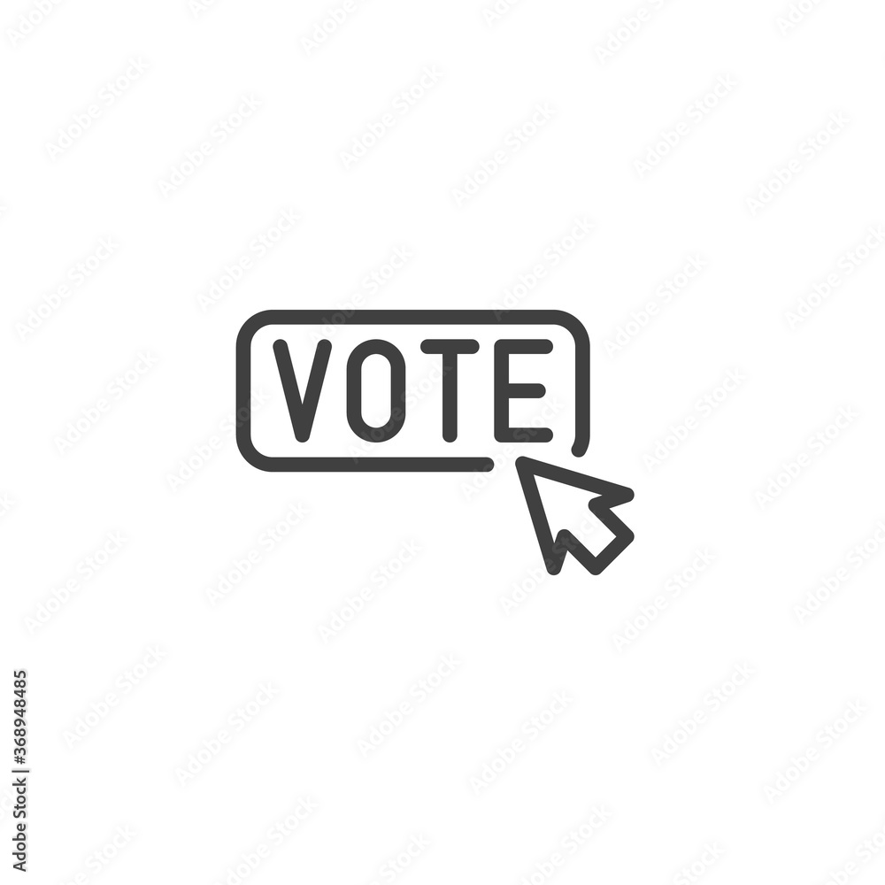 Vote click cursor line icon. linear style sign for mobile concept and web design. Vote Here ...
