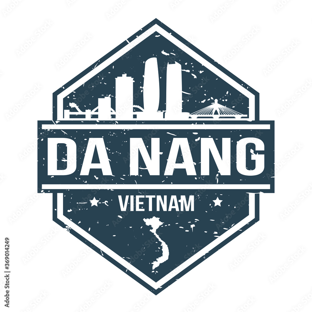 Da Nang Vietnam Travel Stamp Icon Skyline City Design Tourism badge ...