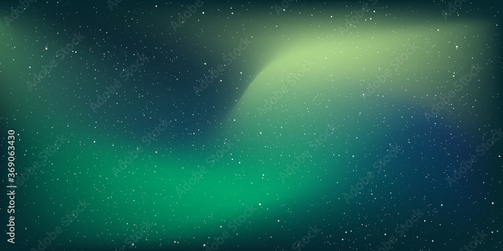 เวกเตอร์ Stock Northern lights. Night shining starry sky. Polar lights ...