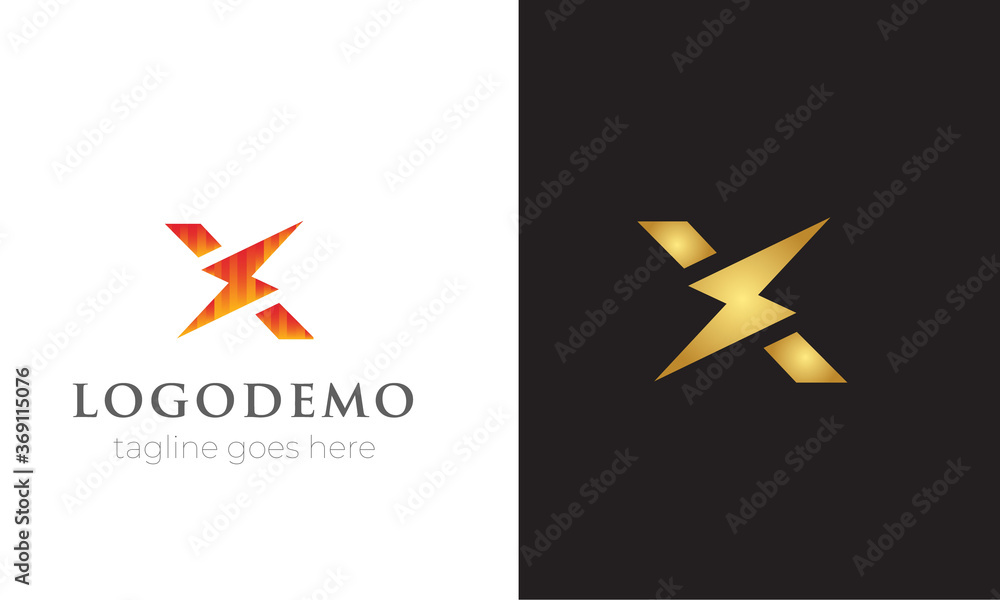 Initial letter X logo template with Power icon .This font with ...