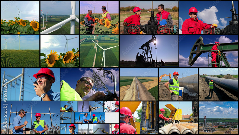 Generating Electric Power From Sources of Primary Energy Photo Collage ...