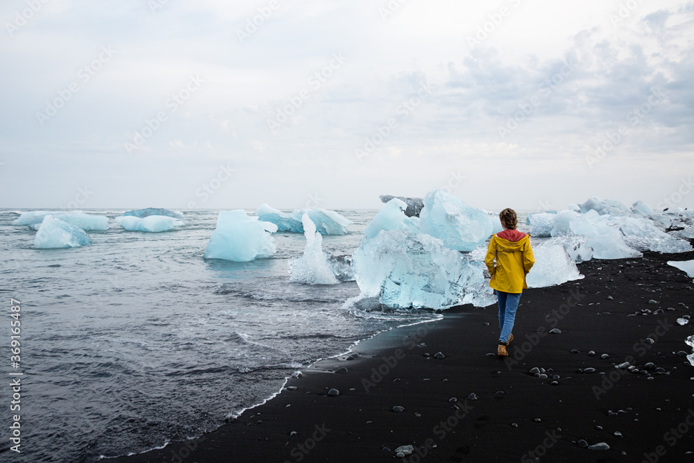 Ice Beach at Jokulsarlon Glacial Lagoon in Iceland Stock Photo | Adobe ...