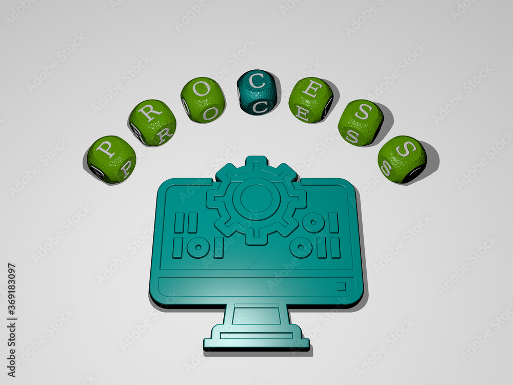 3D illustration of PROCESS graphics and text around the icon made by ...
