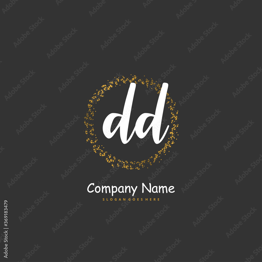 D DD Initial handwriting and signature logo design with circle ...