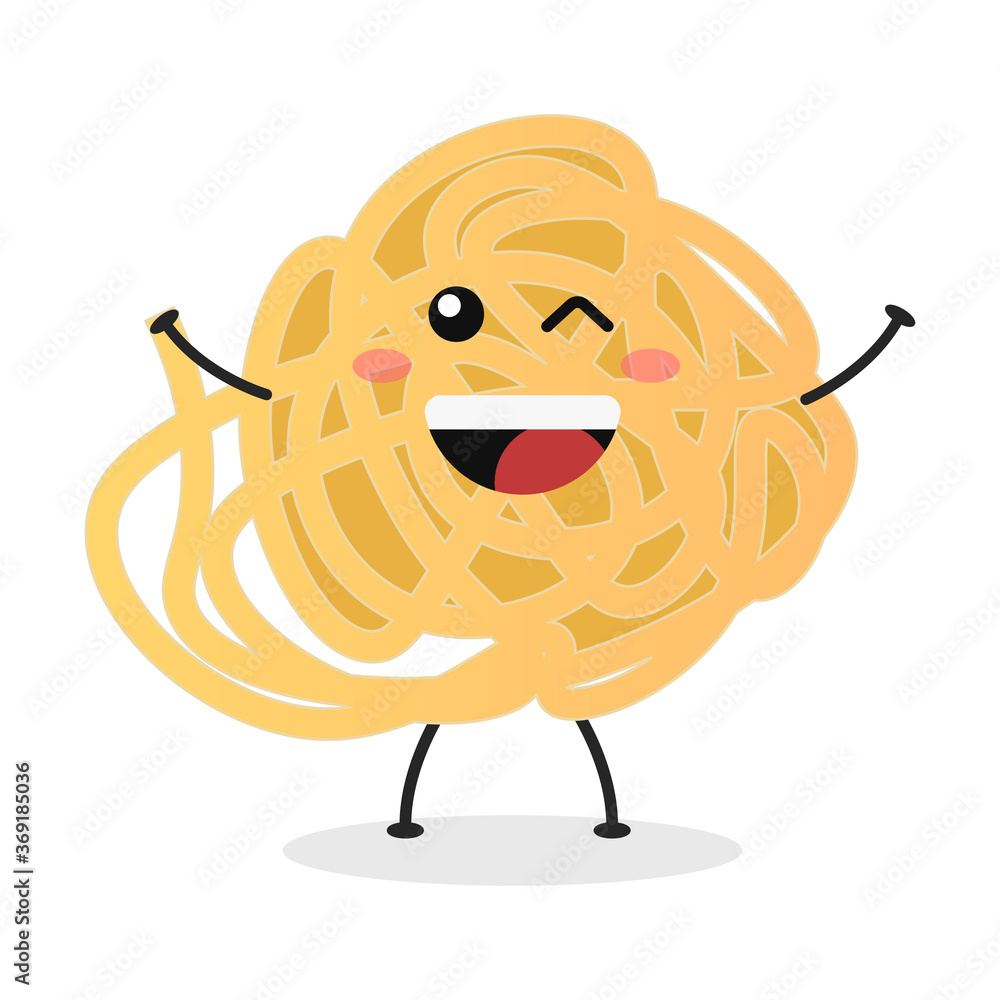 Cute flat cartoon Italian pasta illustration. Vector illustration of ...