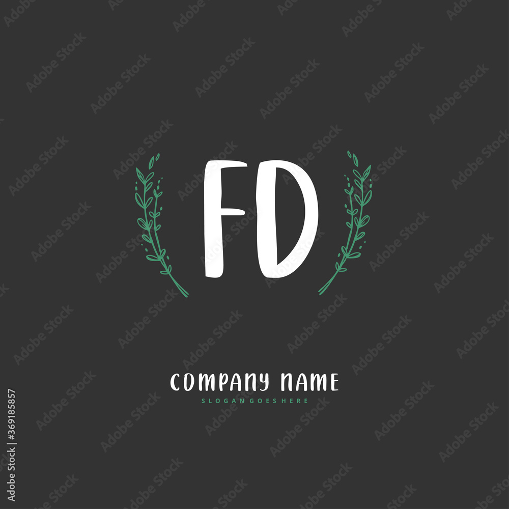 F D FD Initial handwriting and signature logo design with circle ...