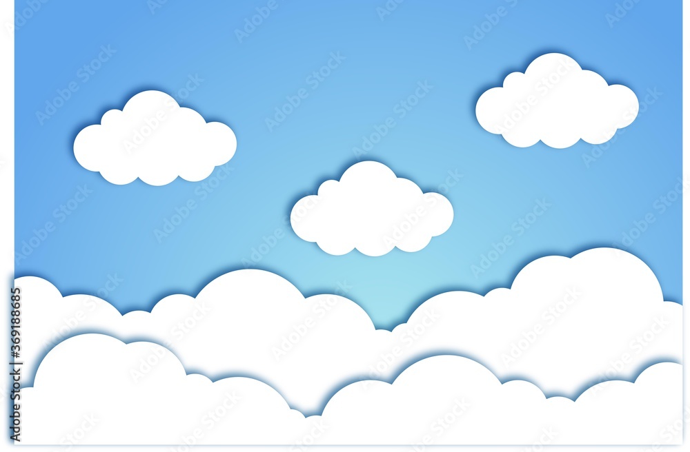 sky cloud papercut background wallpaper vector Stock Vector | Adobe Stock