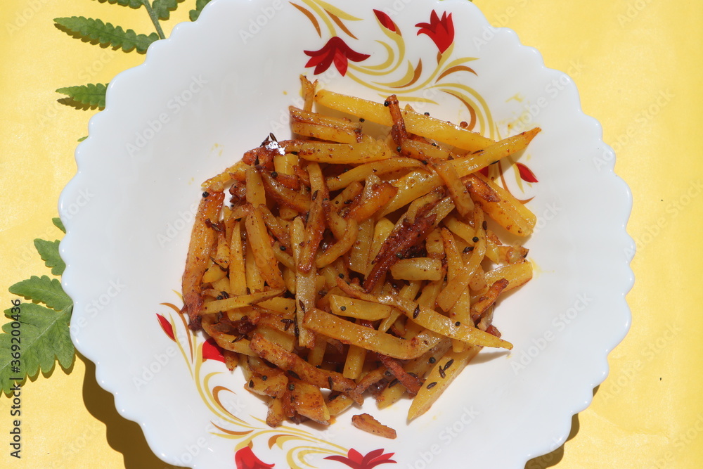 Batata salli, Potato shreds stir fry, Maharashtrian traditional food ...