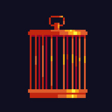 Cartoon Bird And Cage Art Print Free Stock Photo - Public Domain Pictures