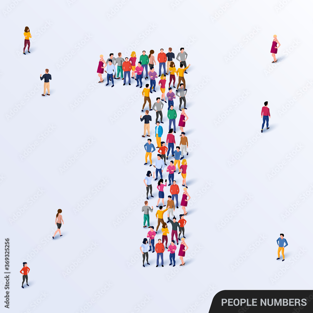 Large group of people in number 1 one form Stock Vector | Adobe Stock