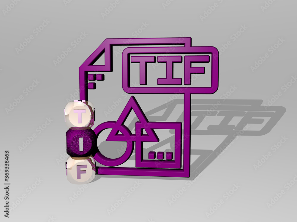 3D illustration of TIF graphics and text around the icon made by ...