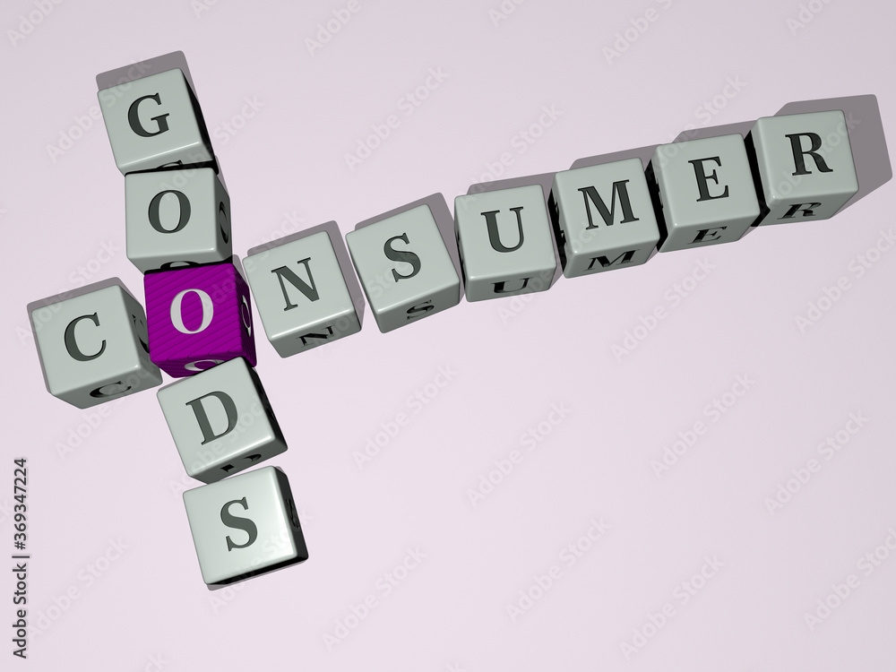 consumer goods combined by dice letters and color crossing for the ...