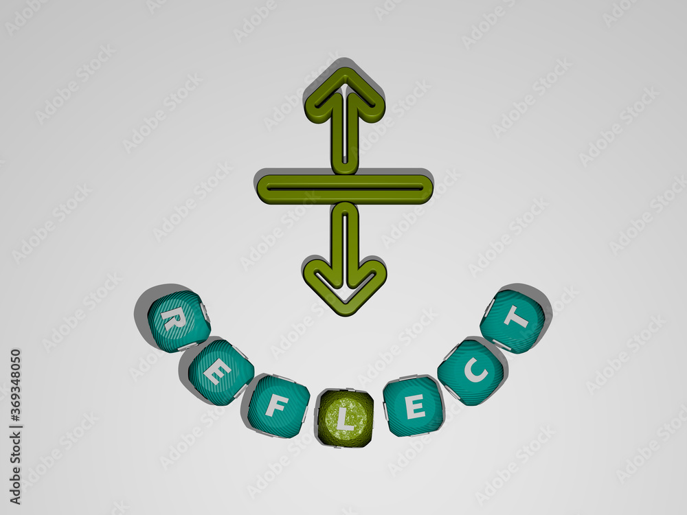 3D illustration of REFLECT graphics and text around the icon made by ...