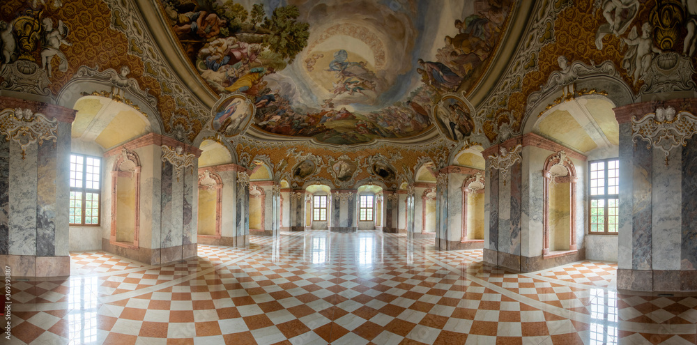 The Cistercian monastery complex in Lubiaz-summer refectory.Former ...