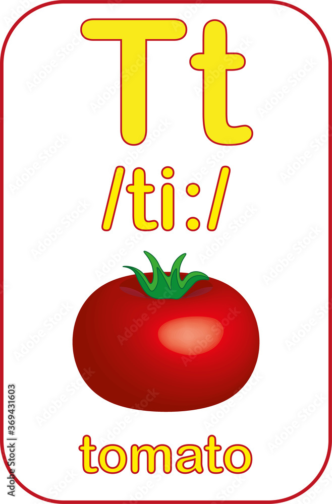 Letter T. Alphabet tutorial cards collection. Vector illustration ...