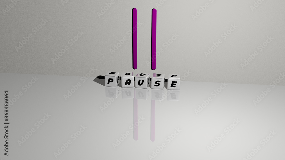 3D graphical image of pause vertically along with text built by ...